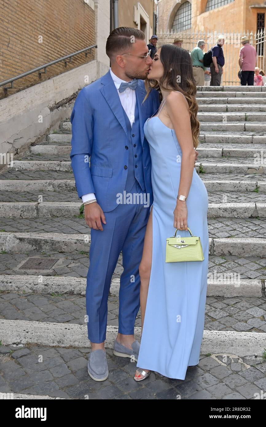 Rome, Italy. 20th June, 2023. Ciro Immobile (l) and Jessica Melena (r ...