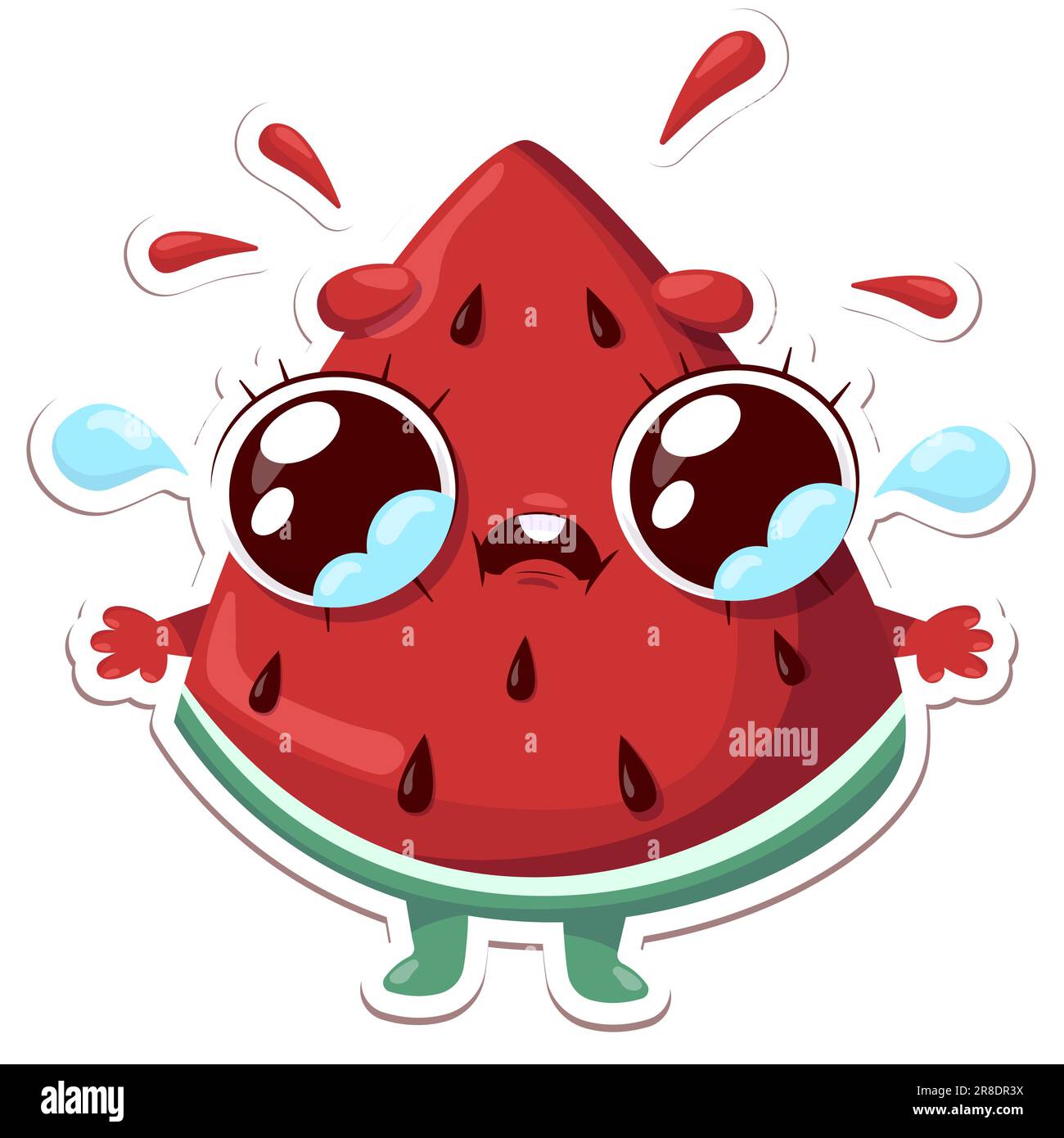 Vector illustration of watermelon character sticker with cute ...