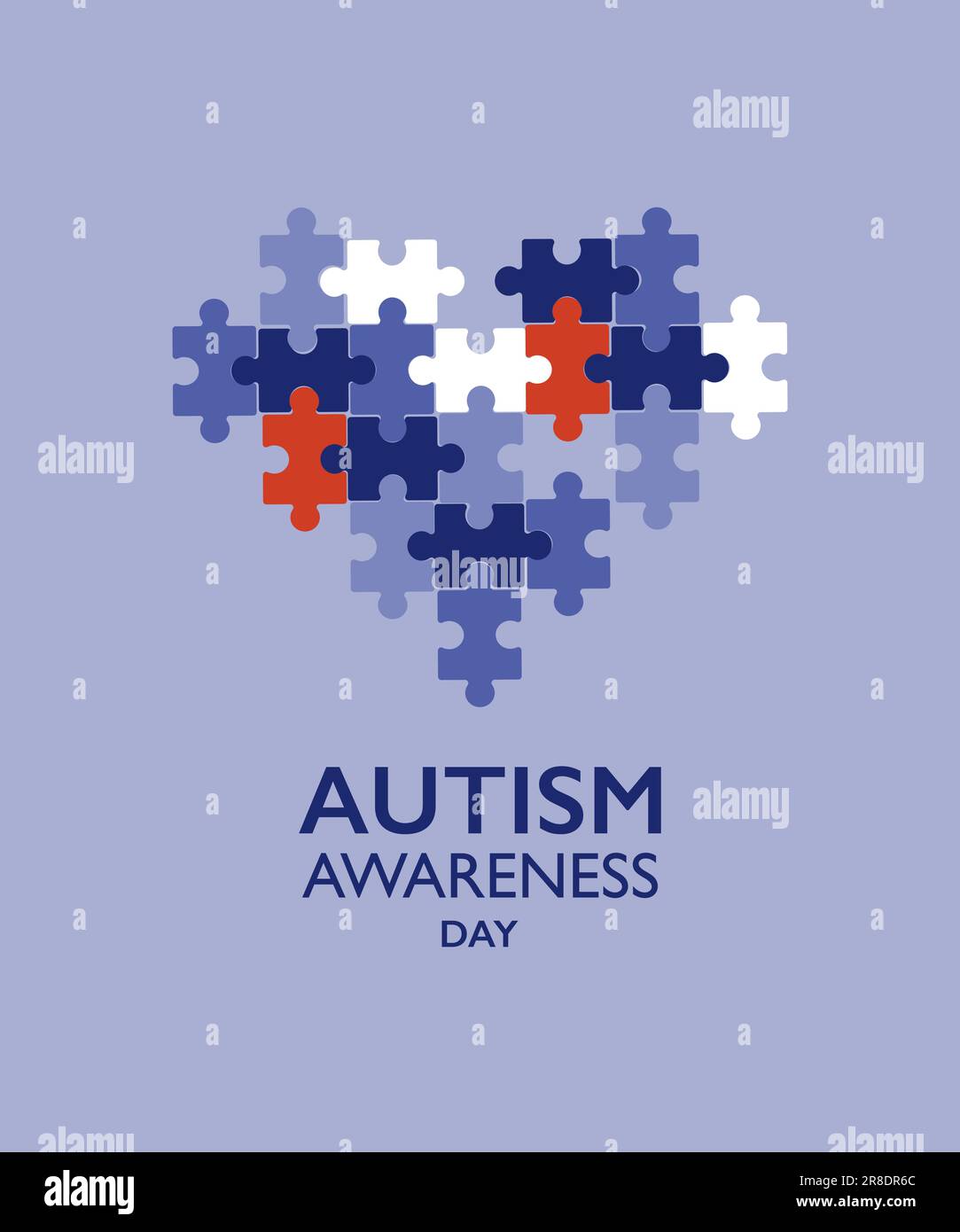 Autism awareness day. Heart shaped jigsaw puzzle symbol Stock Vector ...