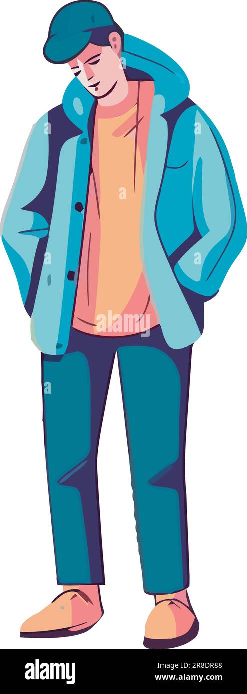 man walking in winter with jacket character Stock Vector Image & Art ...