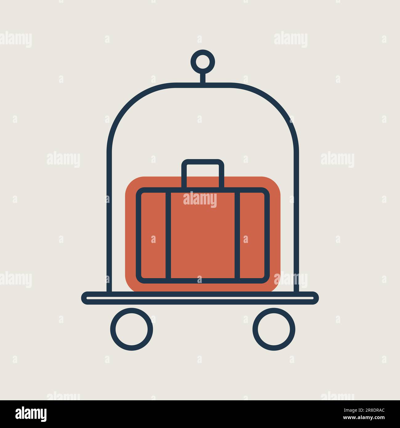 Baggage, luggage, suitcases on trolley flat vector icon. Hotel sign ...