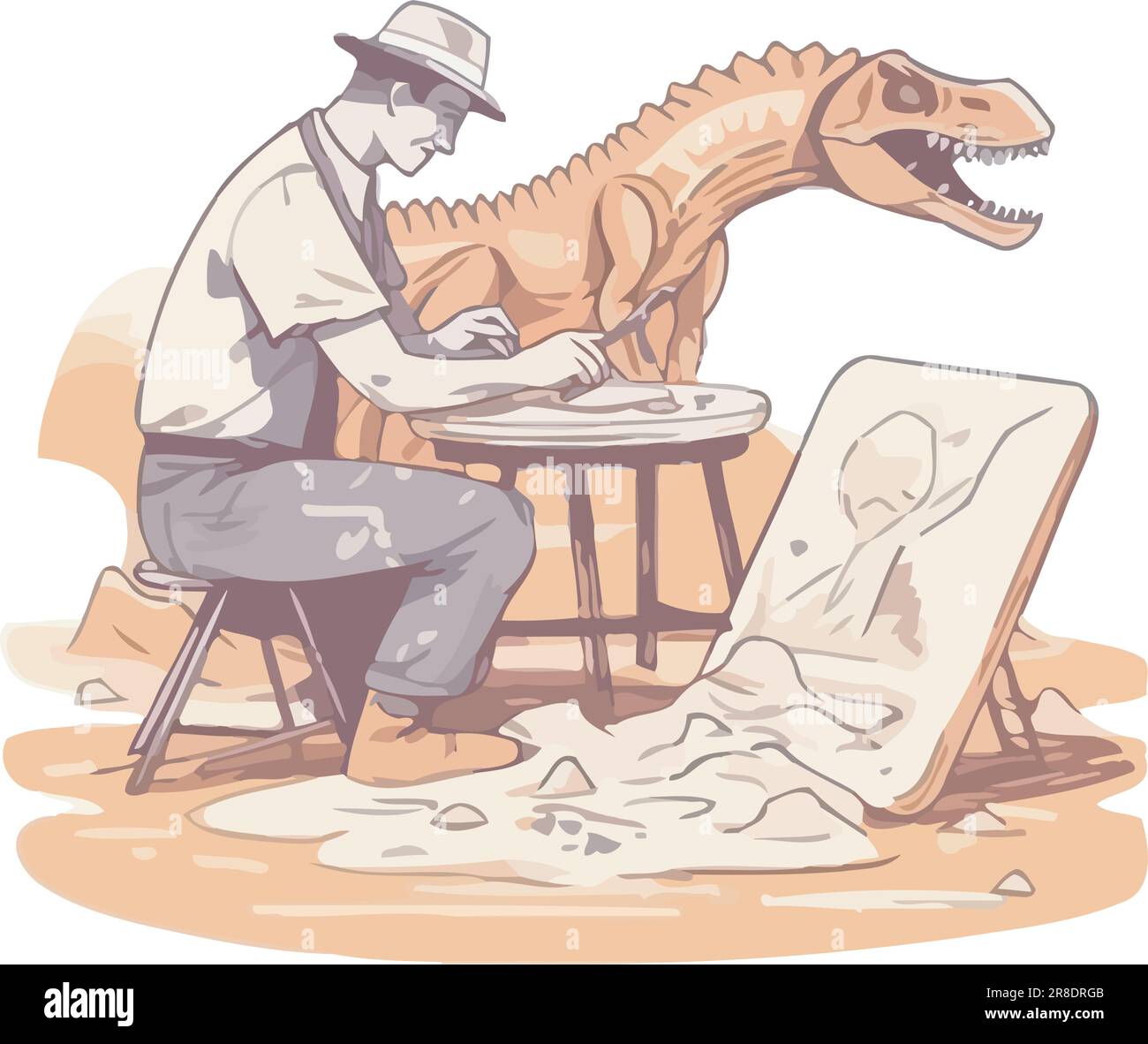 artist sitting drawing an t rex scene Stock Vector Image & Art - Alamy