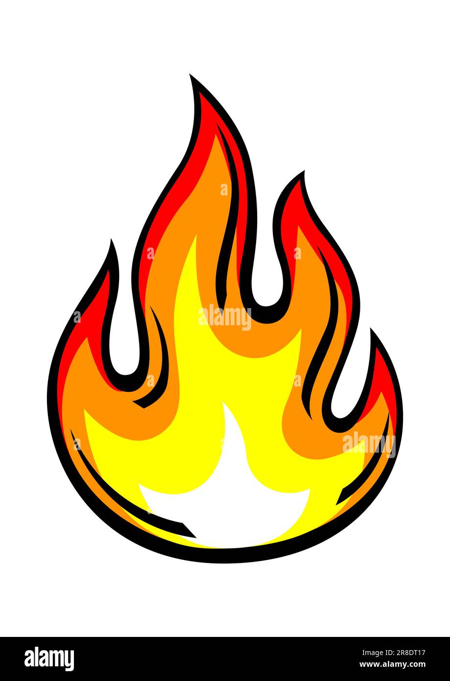 Illustration of stylized fire. Decorative element for design. Comic pop ...