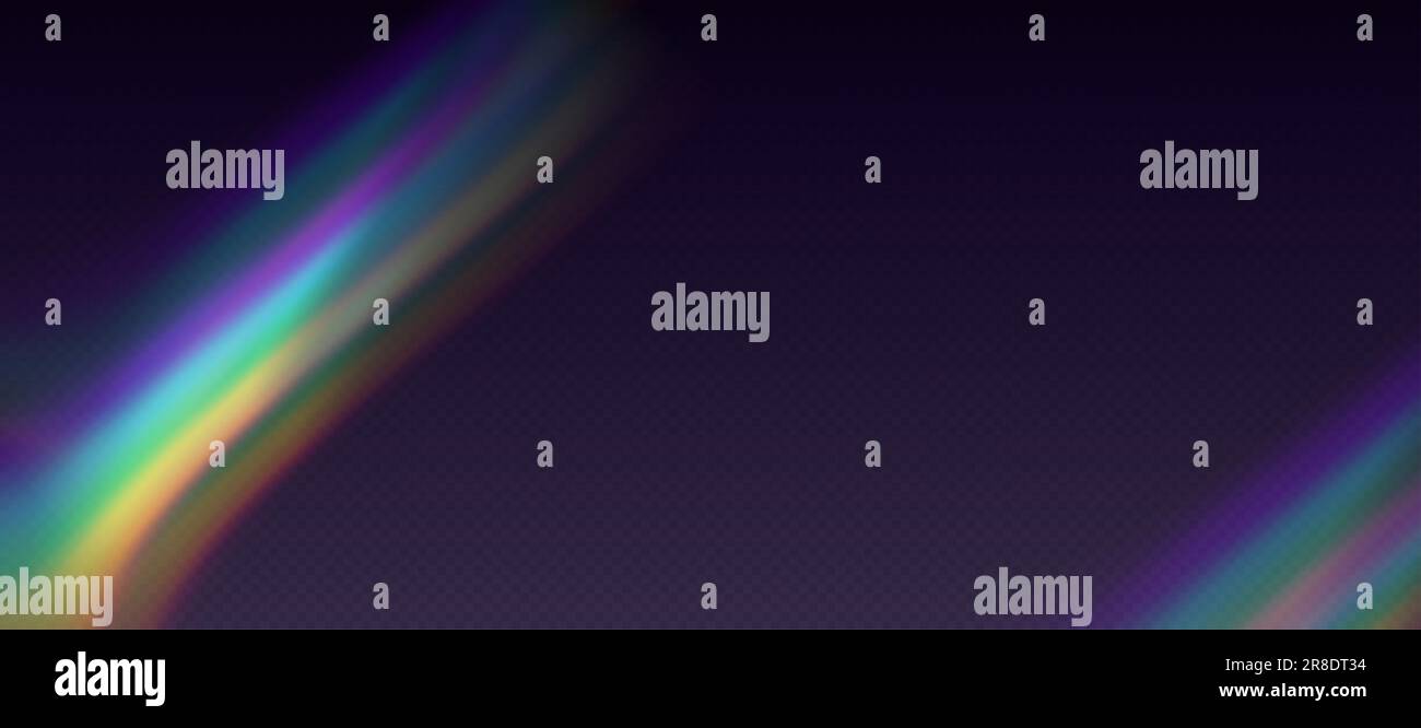 Rainbow refraction overlay, prism light effect, leak flare Stock Vector ...