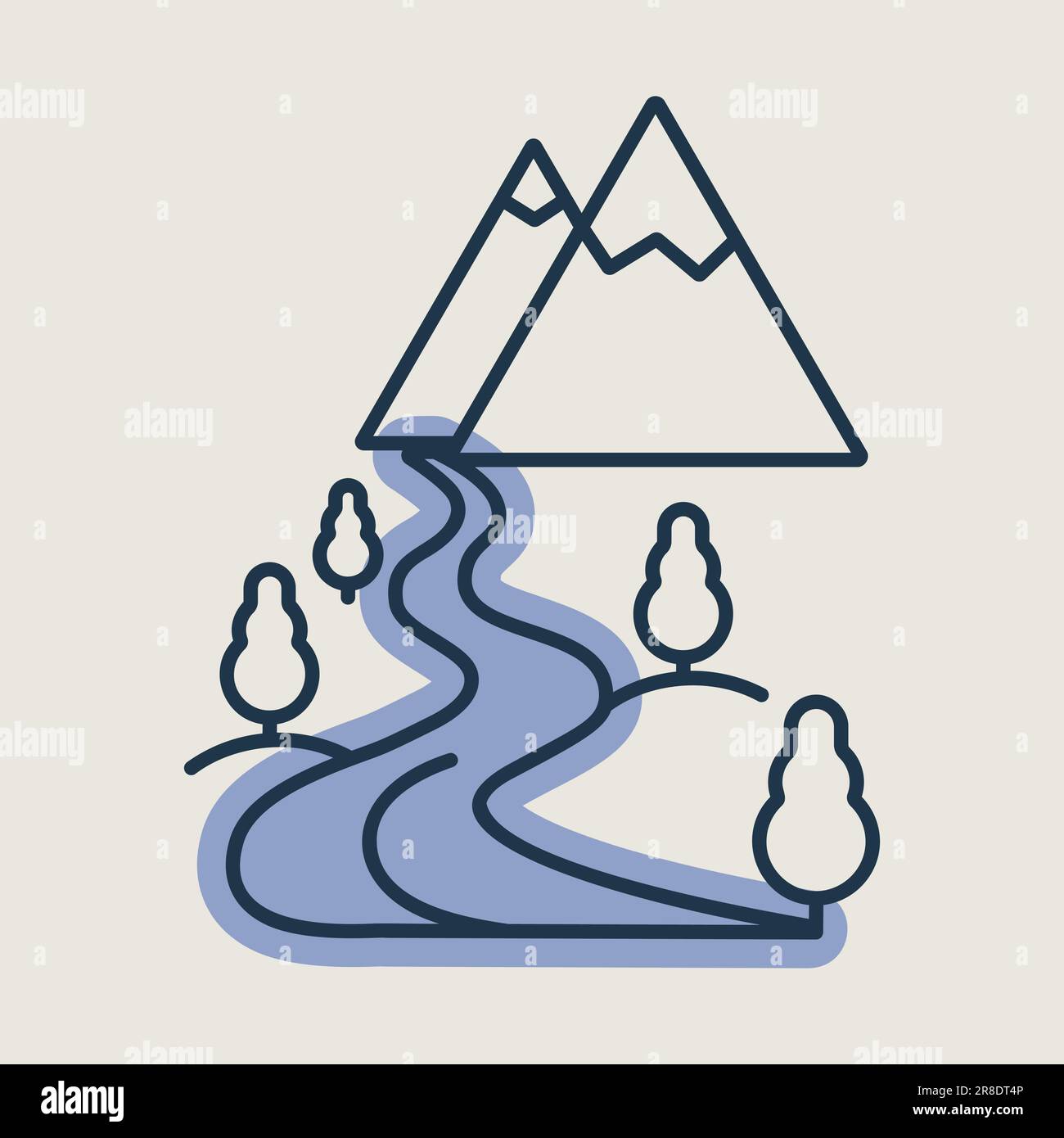 Mountain and river vector isolated icon. Nature sign. Graph symbol for ...
