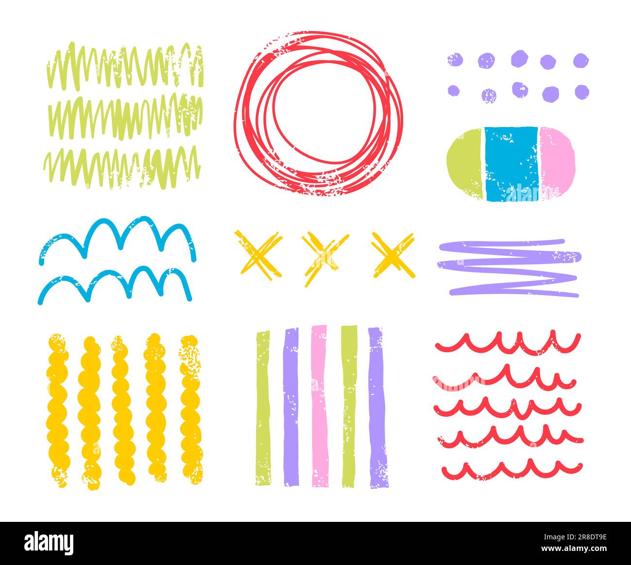 Hand drawn doodle lines curves shapes objects brushes strokes Stock ...