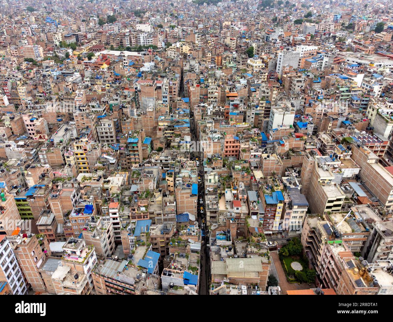 An aerial view of the city of Kathmandu, Nepal on a cloudy day Stock ...