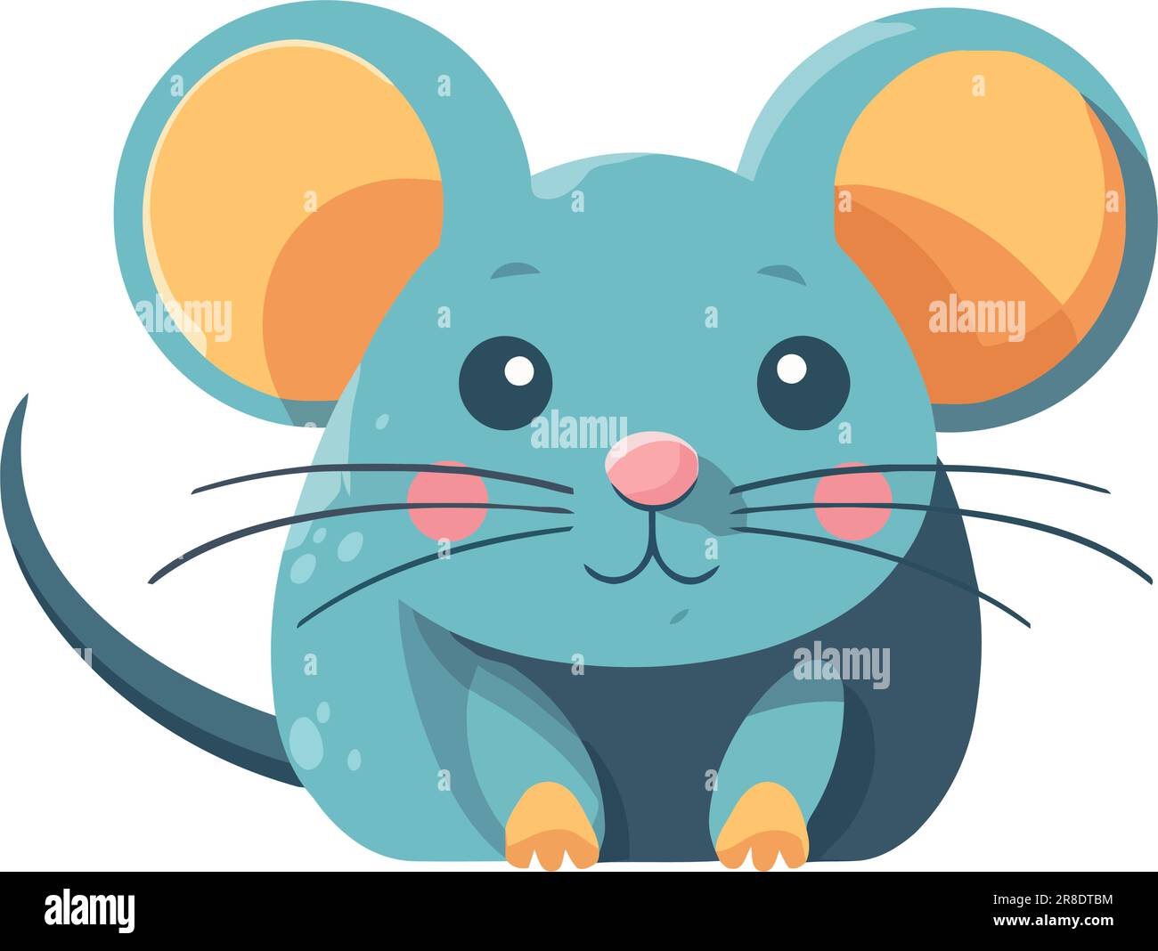 Cute cartoon mouse sitting, smiling with happiness Stock Vector Image ...