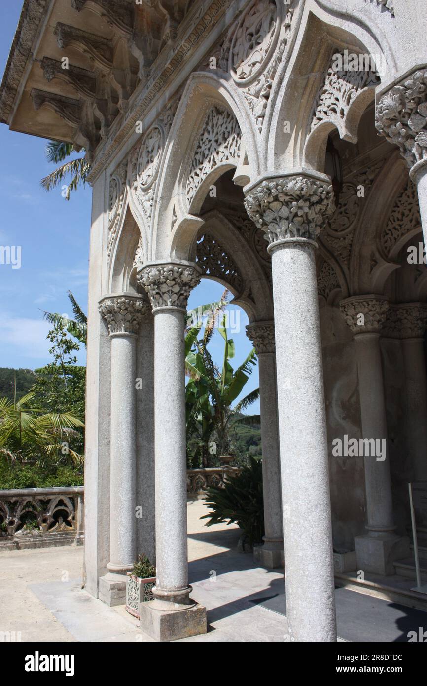 External columns at the Monserrate Palace near Sintra, Portugal Stock ...