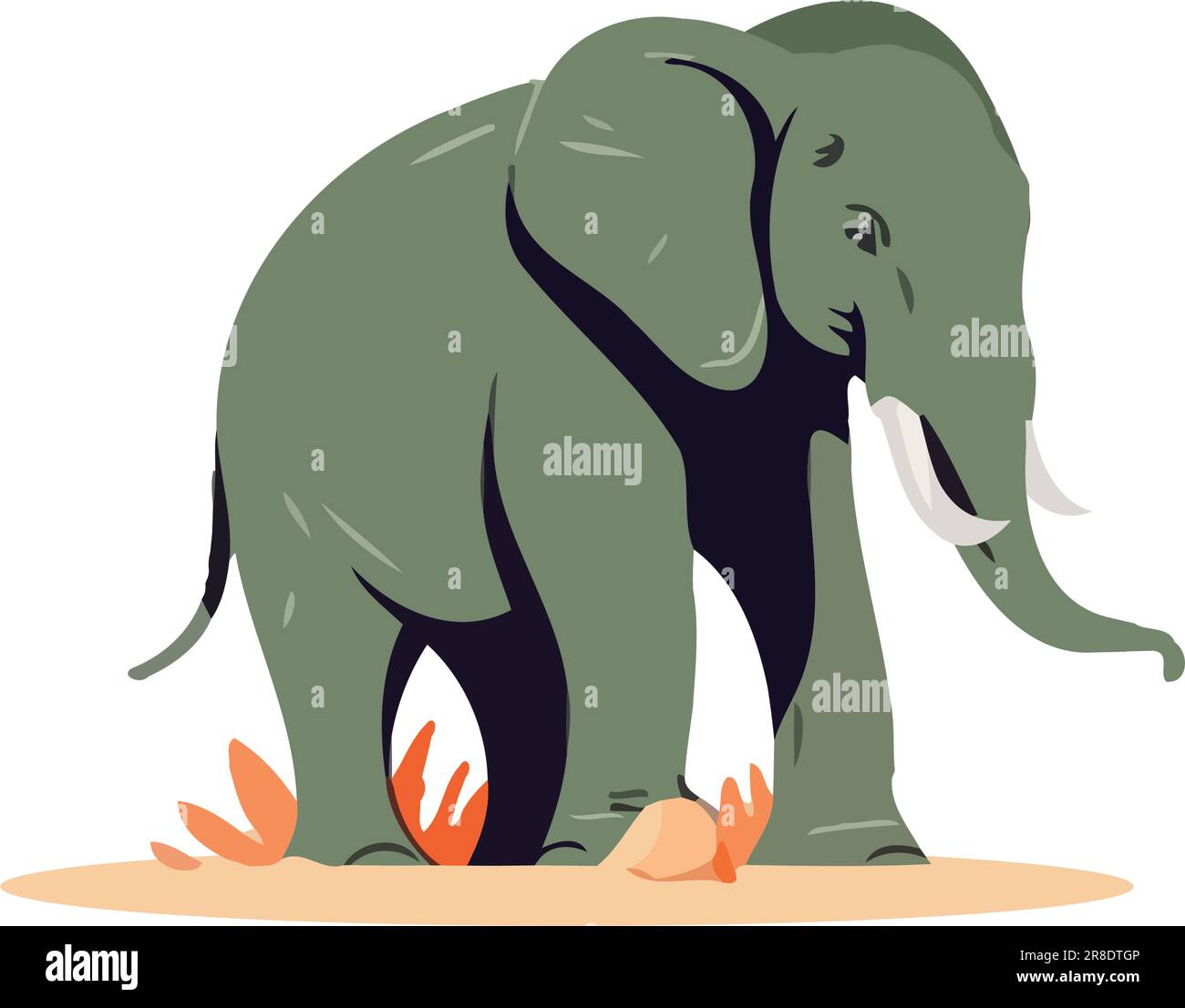 Cute elephant mascot walking in tropical rainforest Stock Vector Image ...