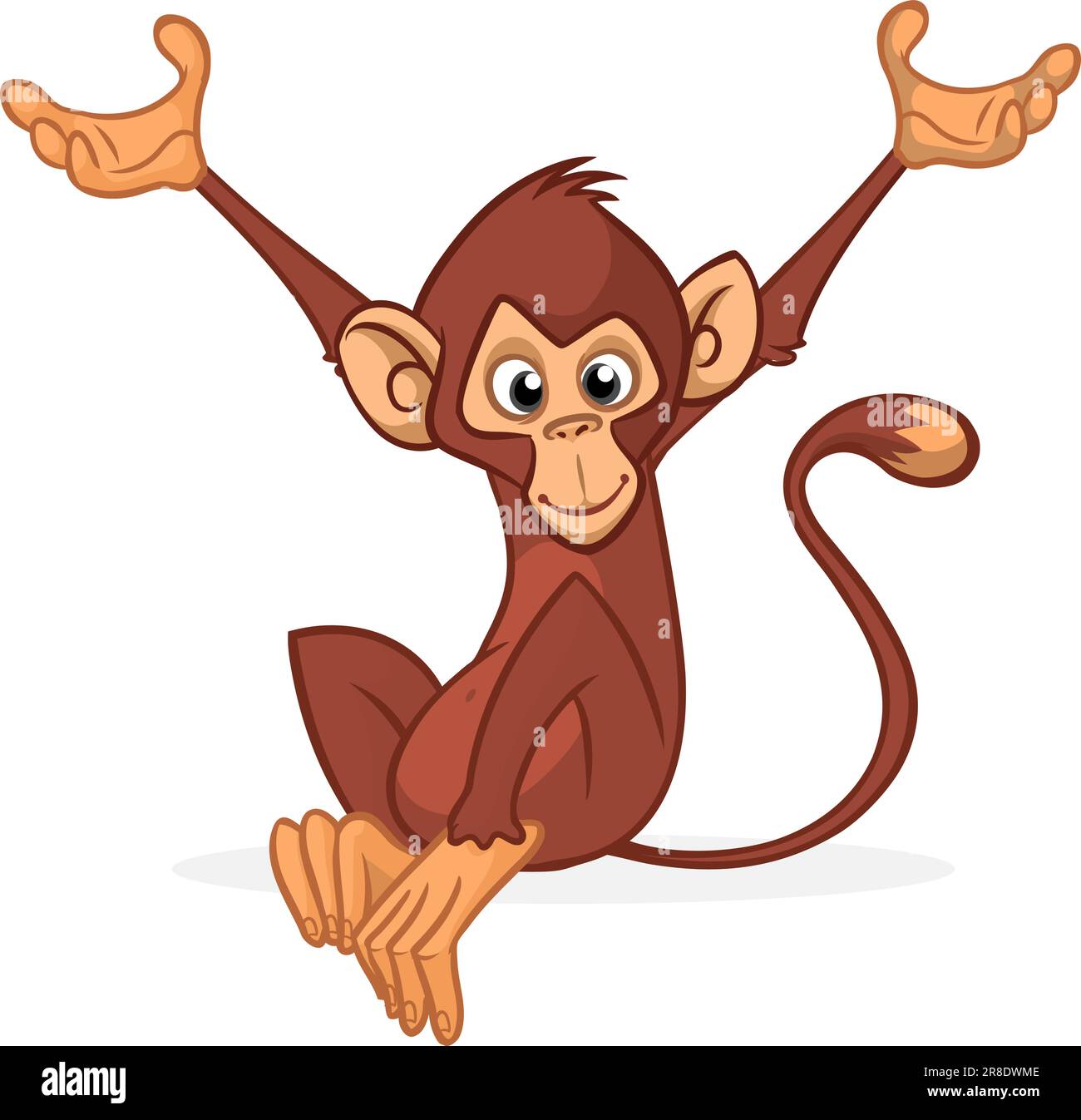 Cartoon monkey chimpanzee. Vector illustration of happy monkey ...