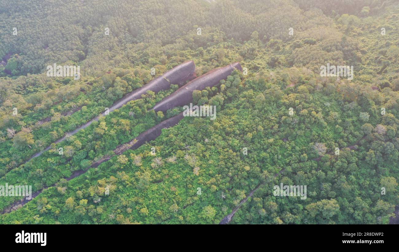 Beautiful aerial view of Hin Sam Wan, Three Whale Rock in Northeast ...