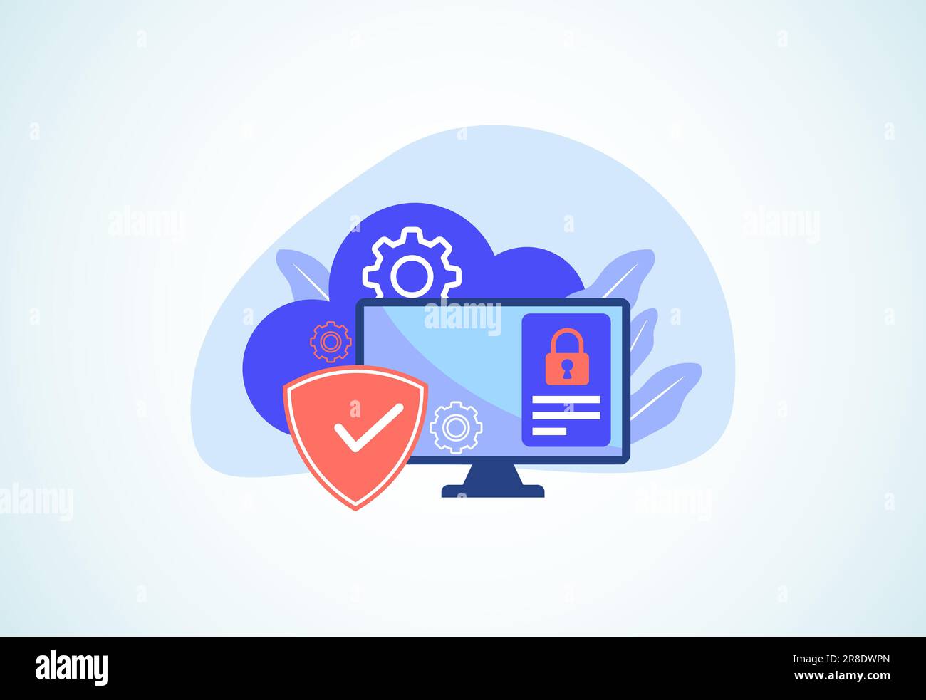 Cloud computing security design concept. Online security and data ...