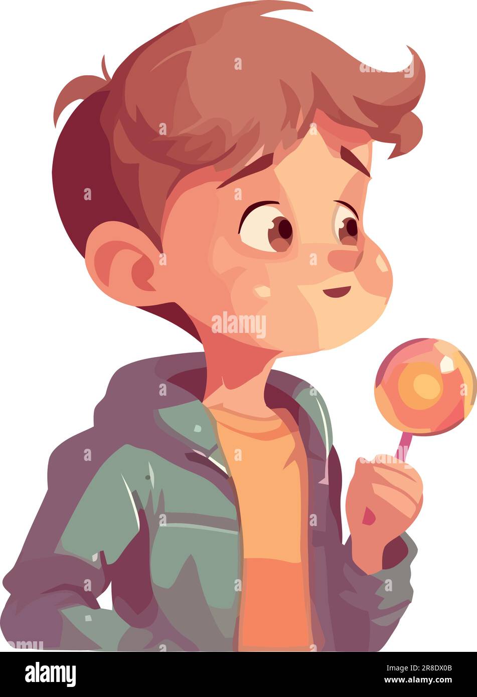 Cute boy eating a candy, cheerful and smiling Stock Vector Image & Art ...