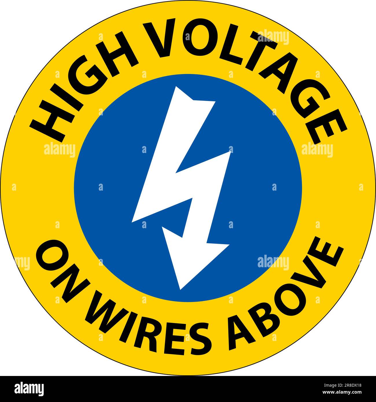 Notice High Voltage On Wires Above Sign On White Background Stock ...
