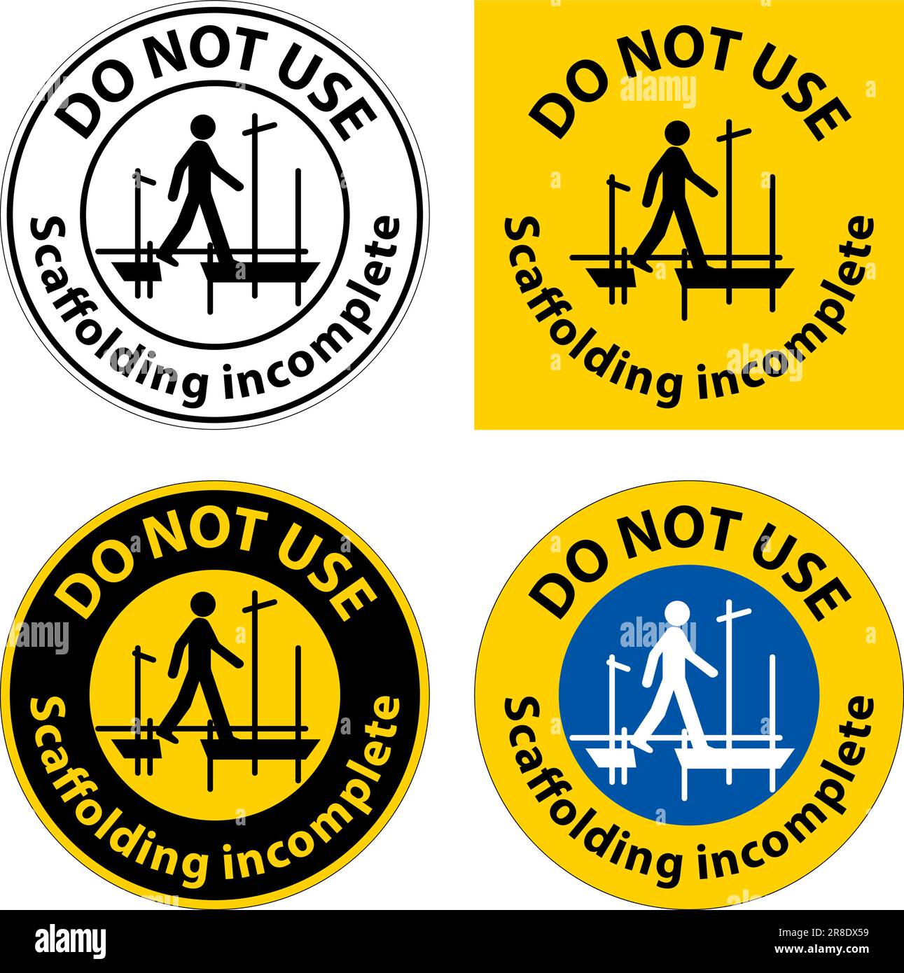 Notice Sign Do Not Use Scaffolding Incomplete On White Background Stock ...