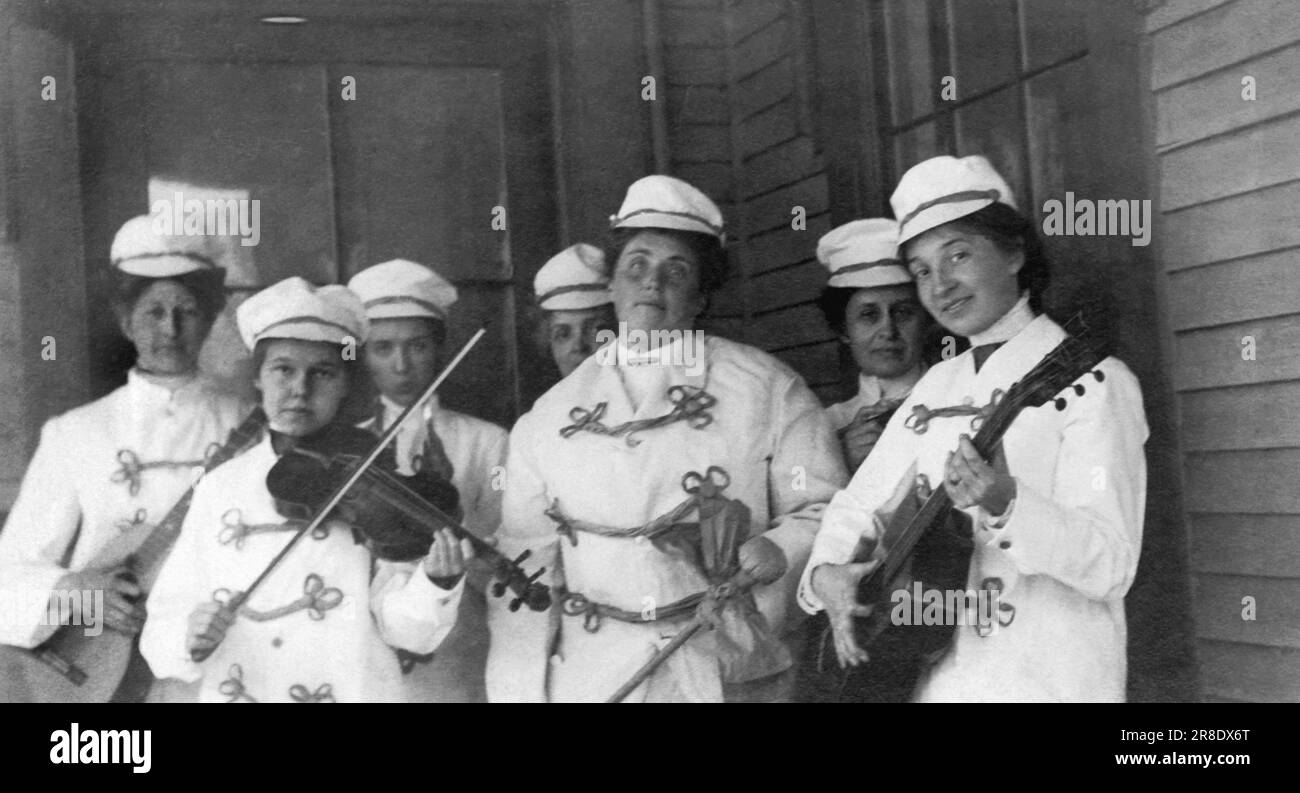 United States, c 1890 A portrait of a women's string band Stock Photo ...