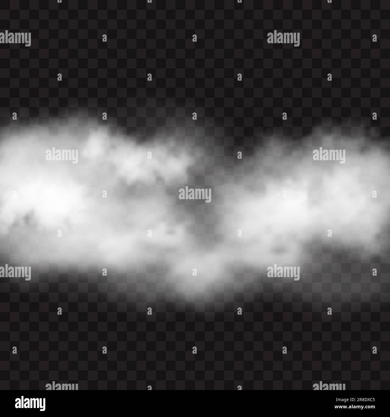 Vector illustration of white steam isolated on transparent backdrop ...