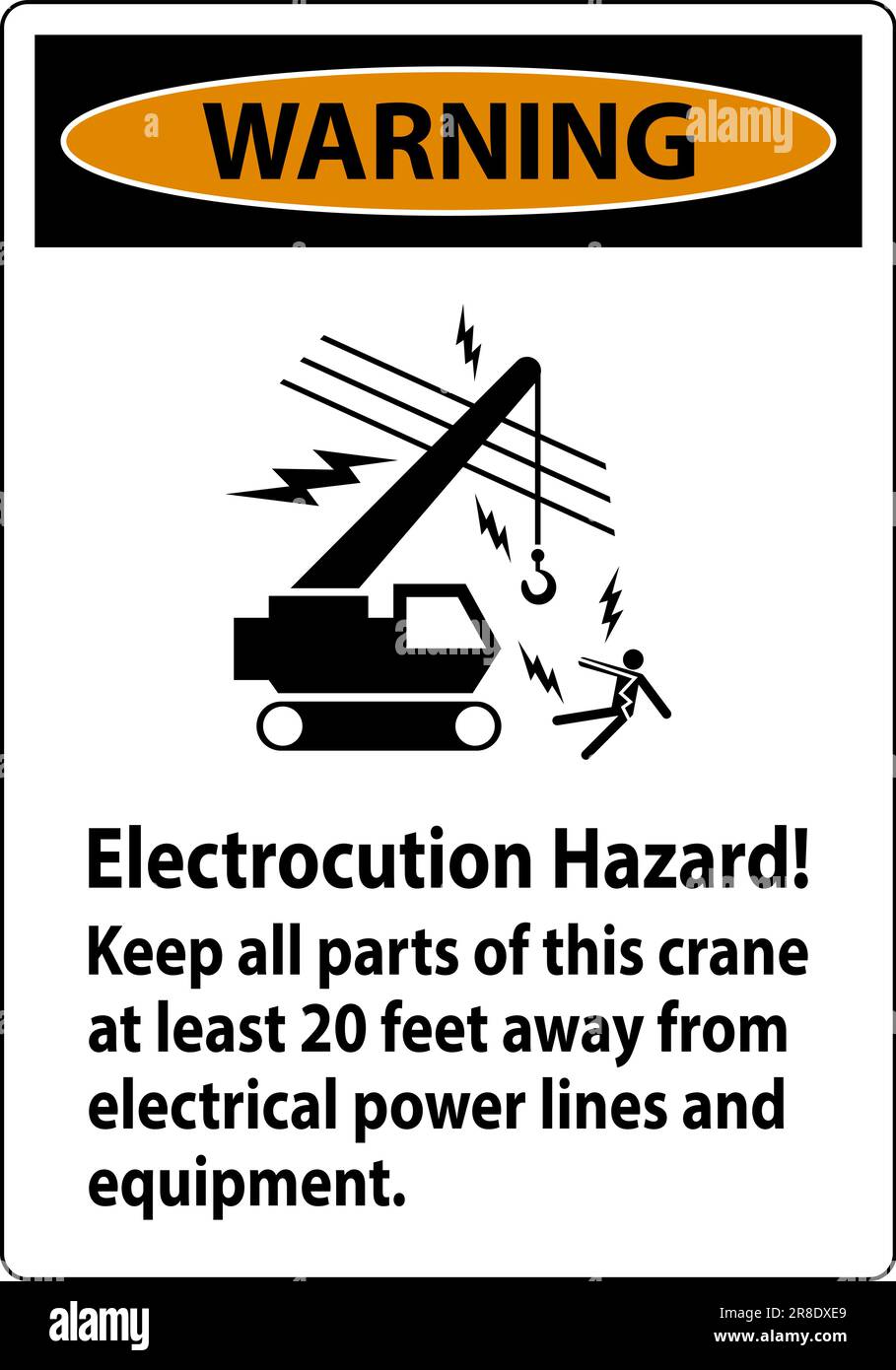 Warning Sign Electrocution Hazard, Keep All Parts Of This Crane At ...