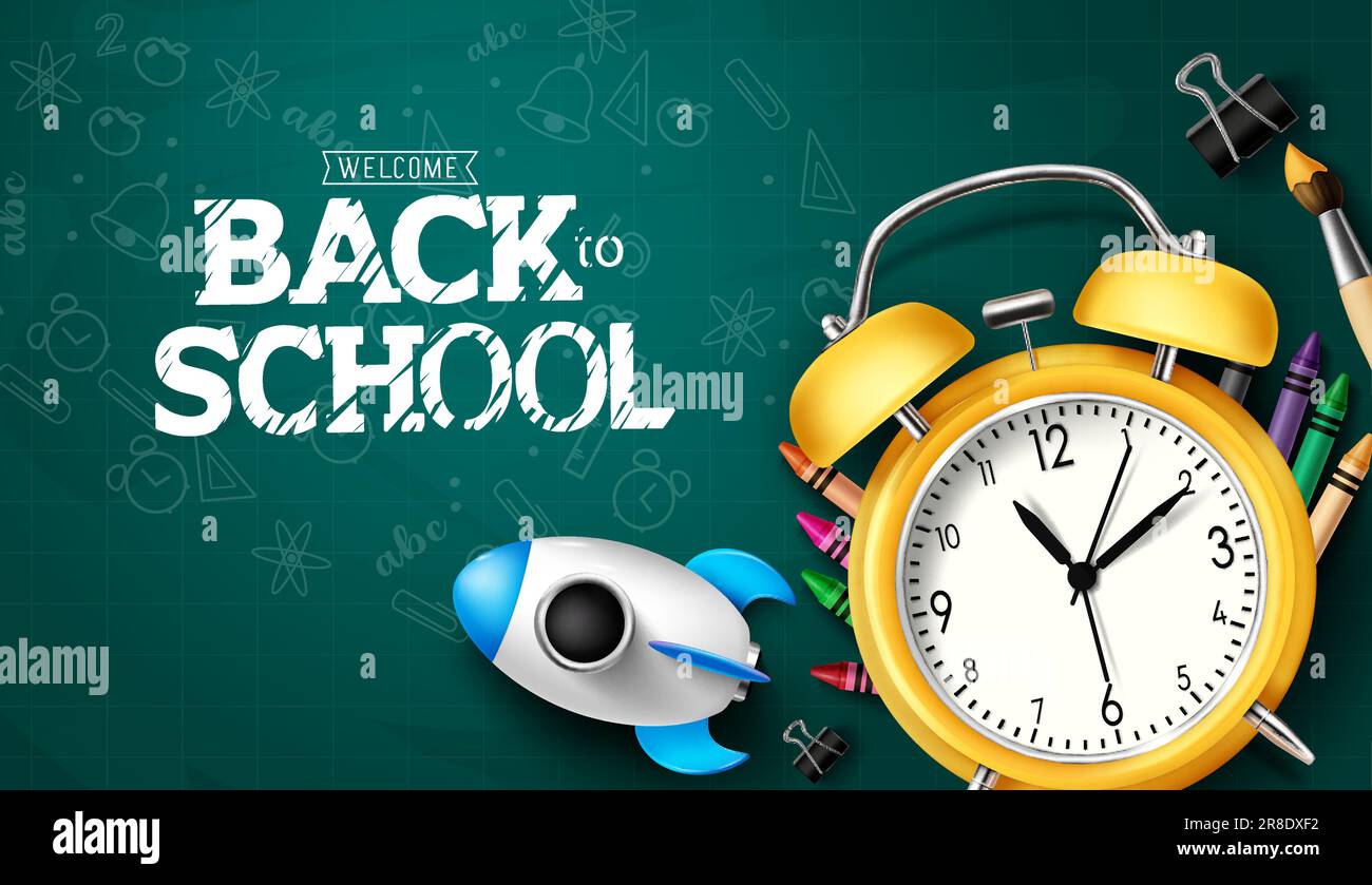 Back to school vector background. School greeting text in chalkboard ...