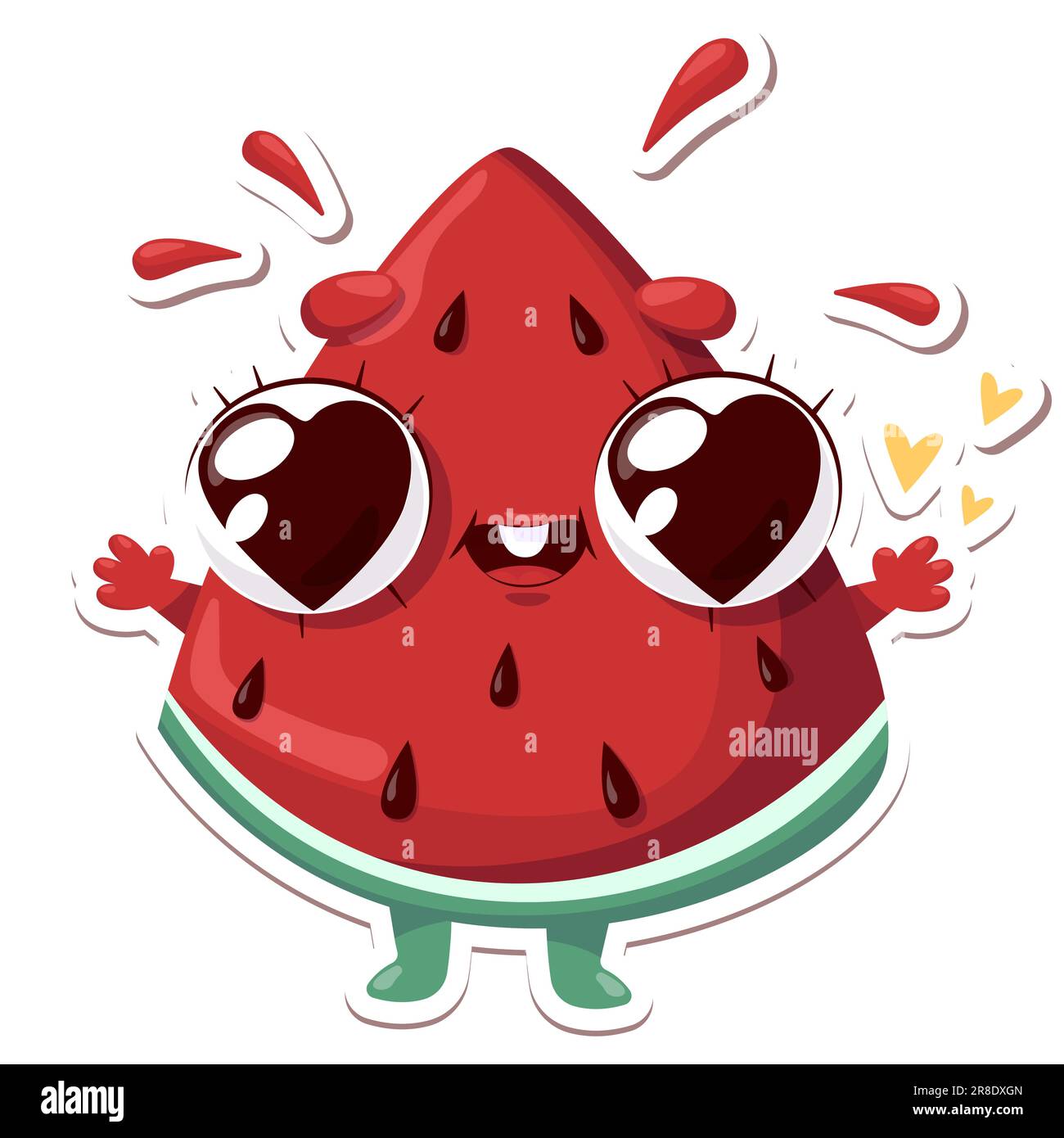 Vector illustration of watermelon character sticker with cute ...