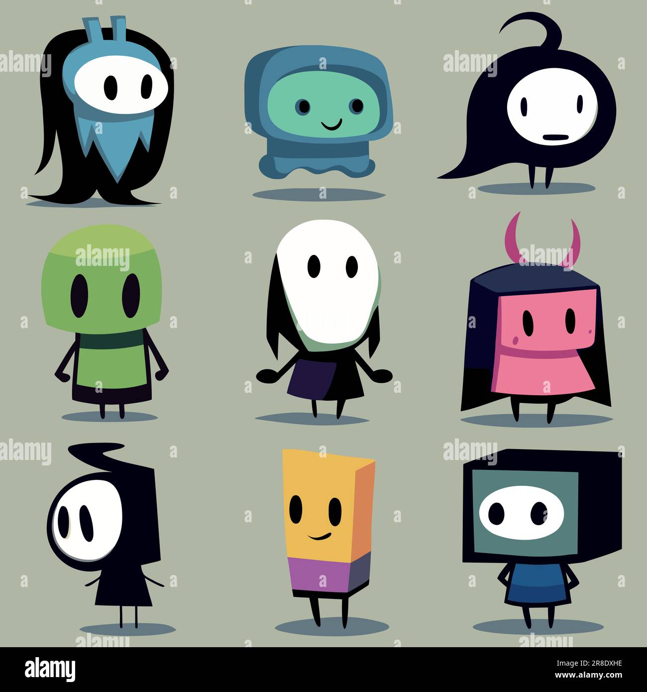 9 simple cute monster illustration character collection Stock Vector ...