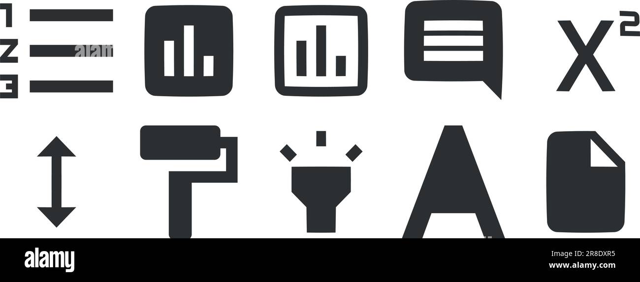 Set of 10 icons Text Editor. A set vector icons. modern trend in the ...