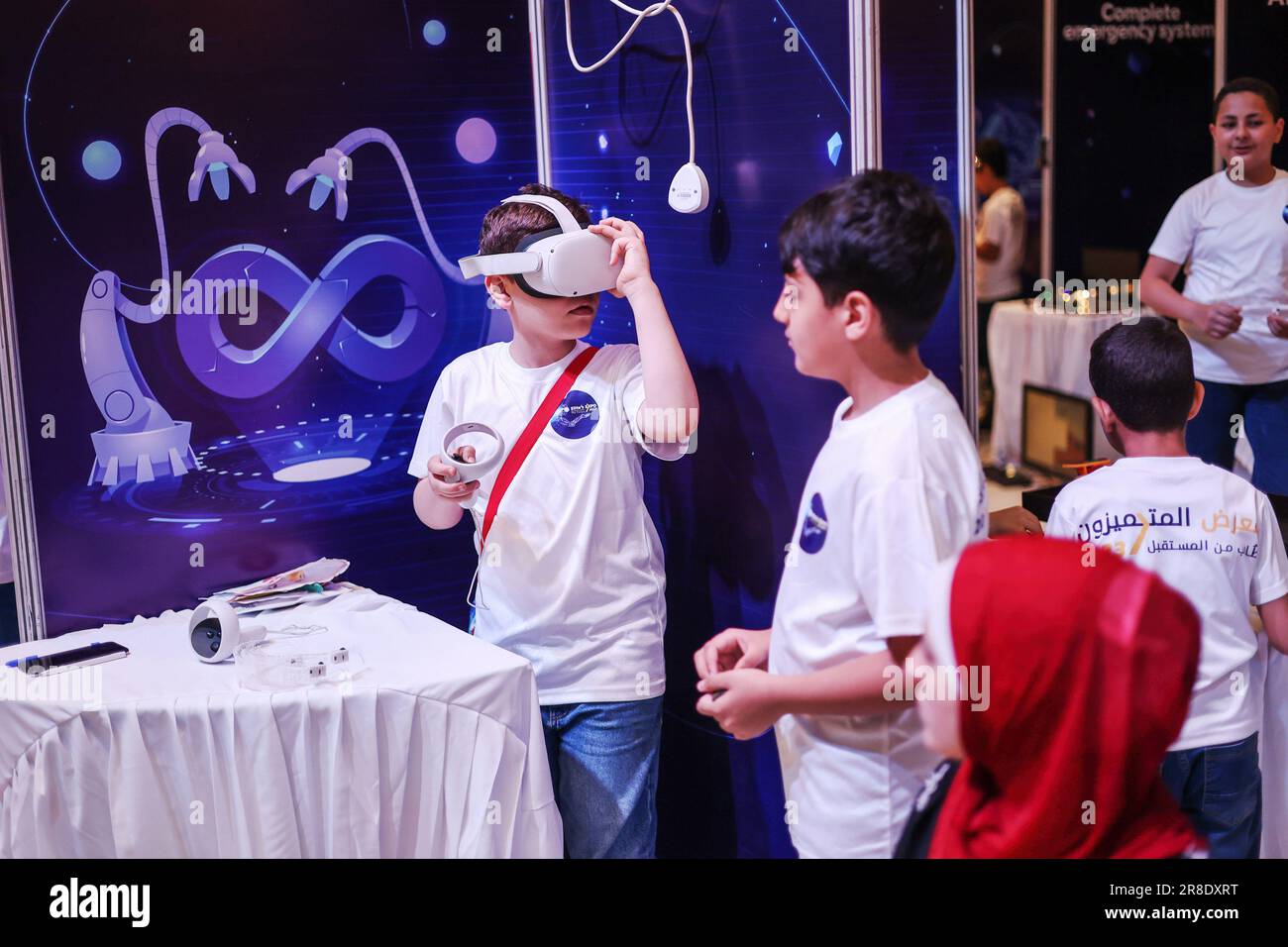 Gaza, Palestine. 20th June, 2023. Palestinian students show their skills in a student technical ...