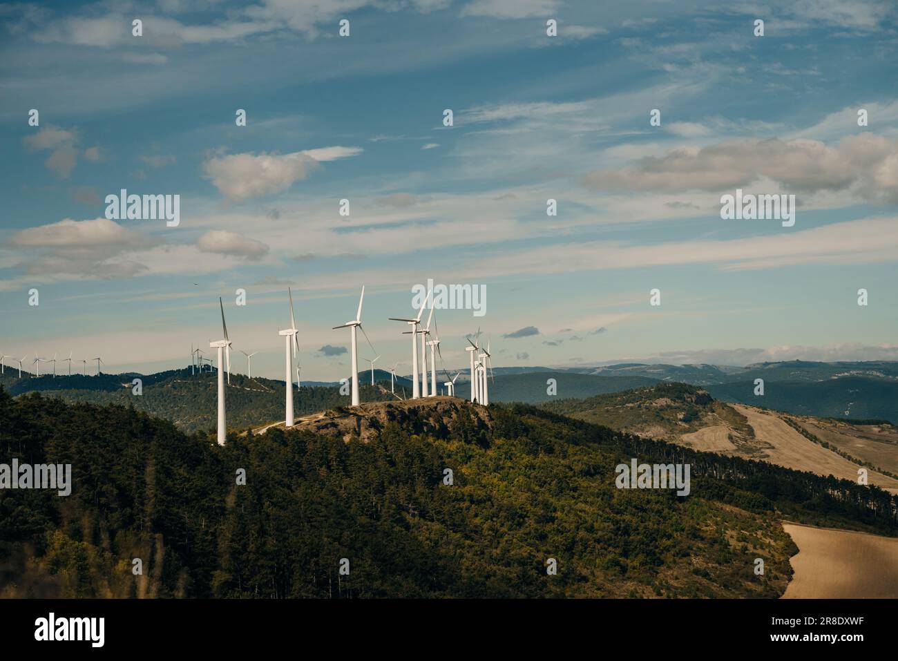 Wind turbine field in Navarre, Spain. High quality photo Stock Photo ...