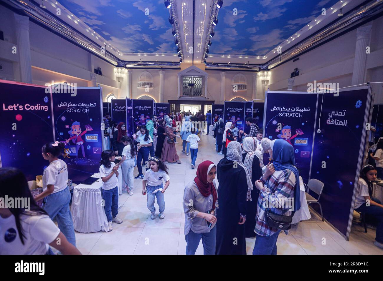 Gaza, Palestine. 20th June, 2023. Palestinians attend a student technical exhibition. A ...