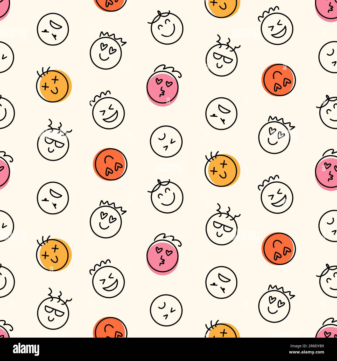 Fun Emoji Icons Seamless Pattern, Emoticon Faces Stock Vector Image ...