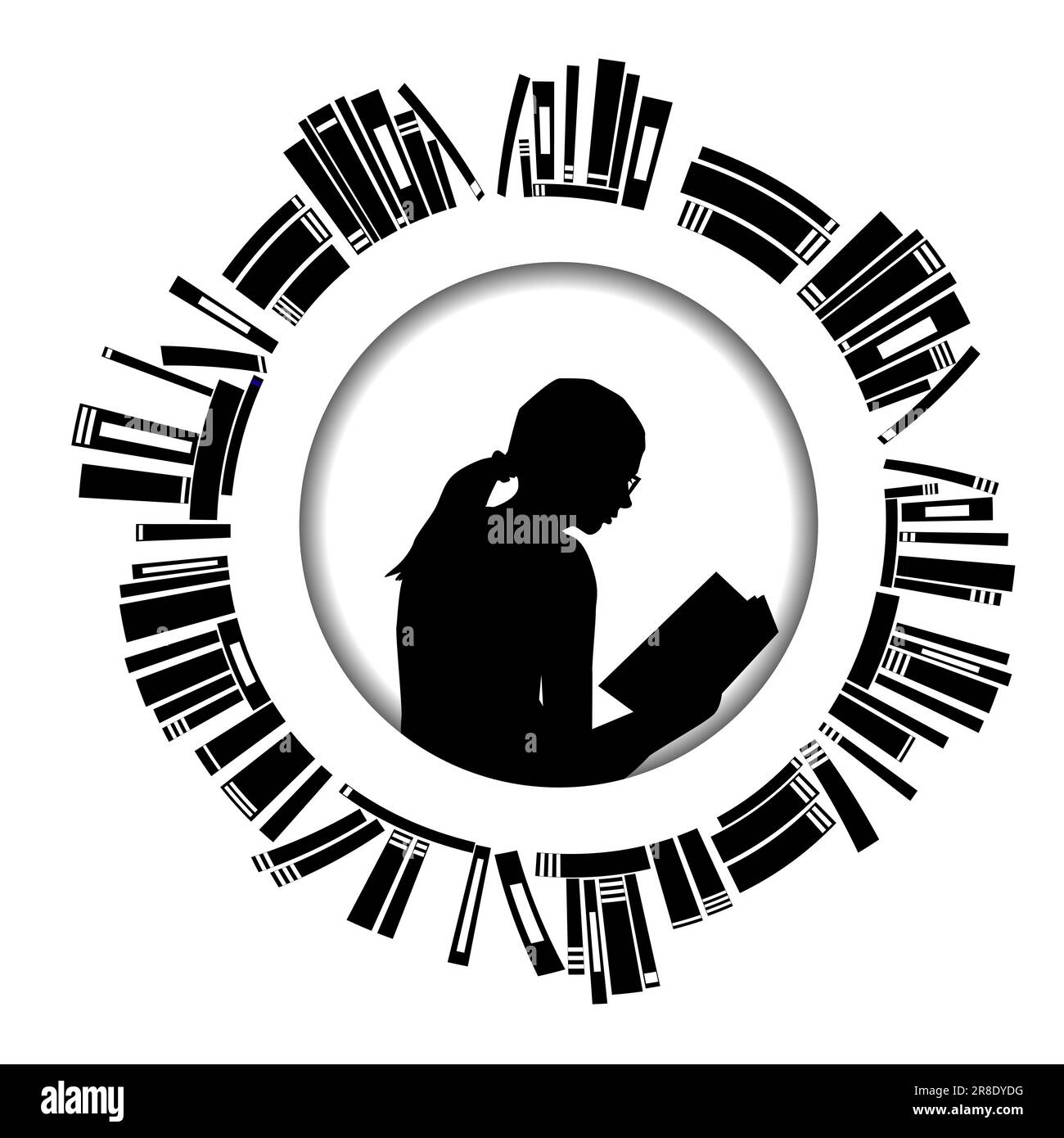 Books black background circle hi-res stock photography and images - Alamy