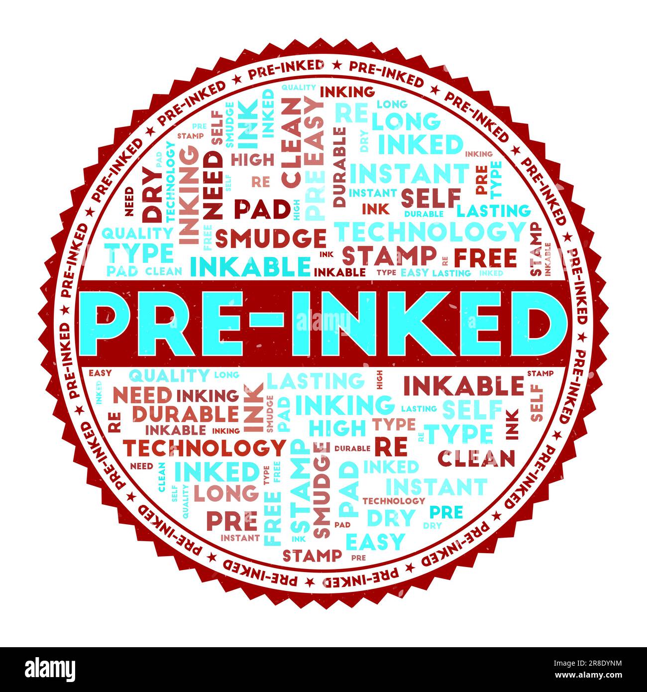 Pre-inked word image. Pre-inked concept with word clouds and round text ...