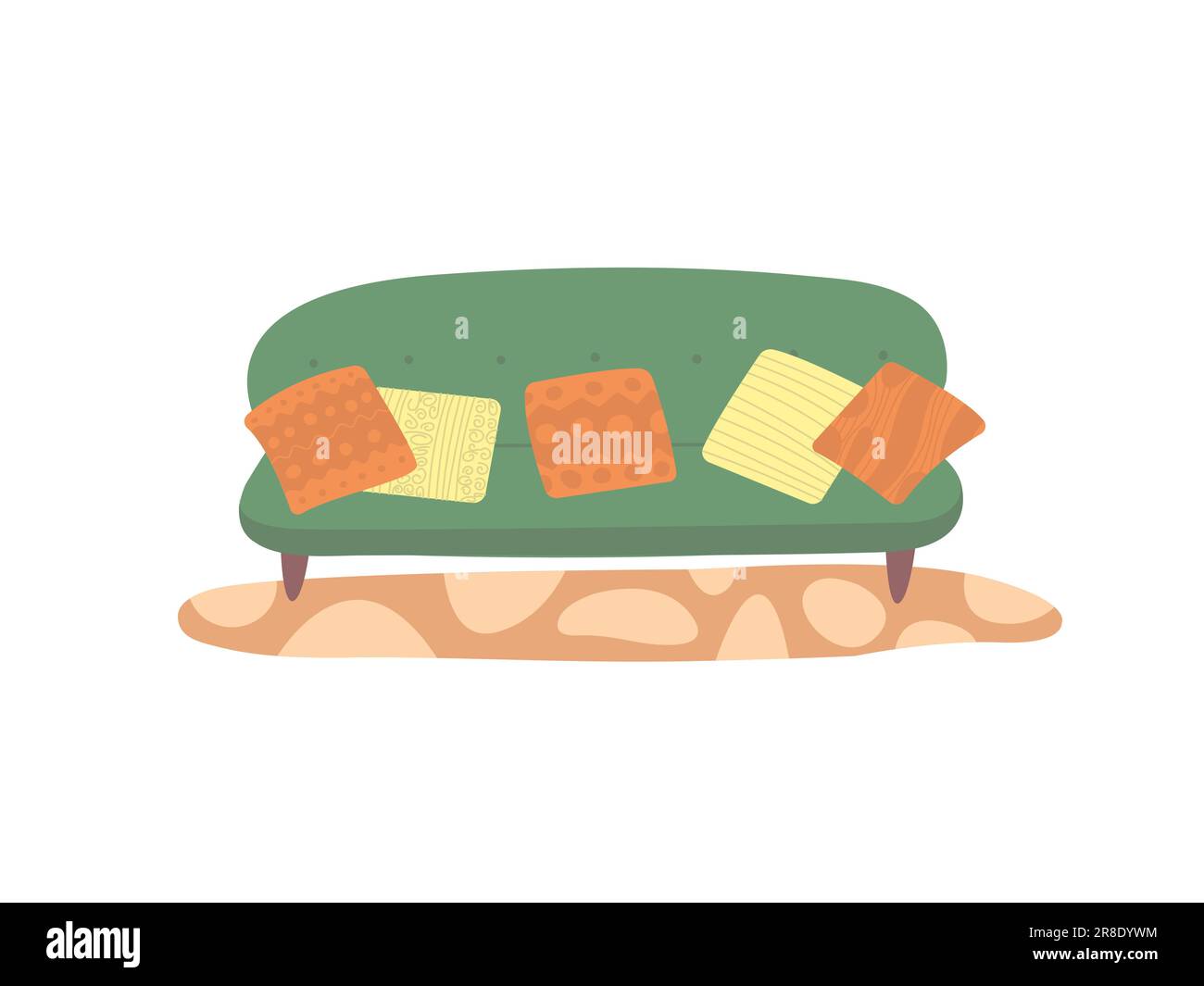 illustration with green sofa Stock Vector Image & Art - Alamy