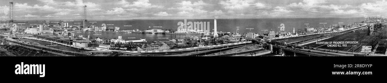 Chicago, Illinois: 1933 A panoramic photograph of the Century of ...