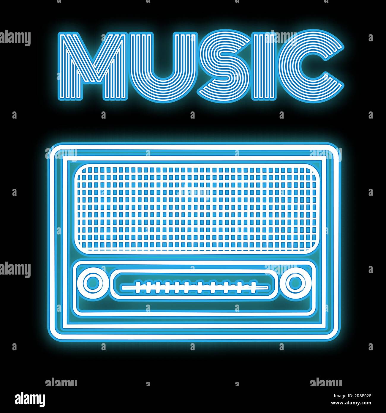 A beautiful blue bright glowing abstract neon icon, a signboard of an ...