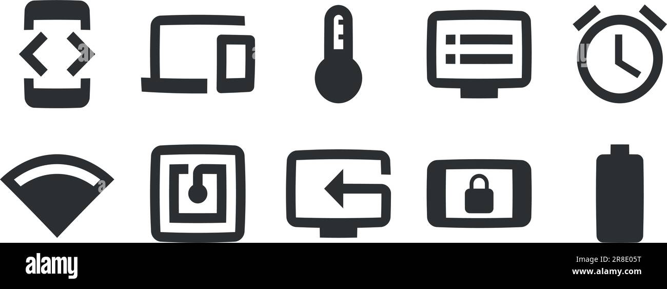 Set of 10 icons Device. Vector collection thin line Web icon. Set ...