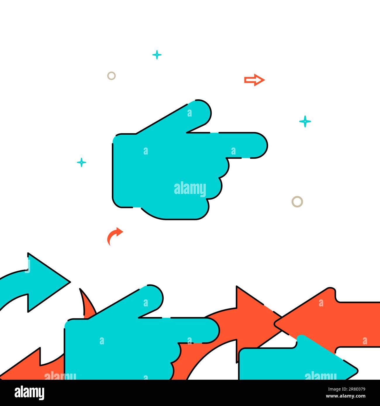 Hand pointer right arrow filled line vector icon, simple illustration ...