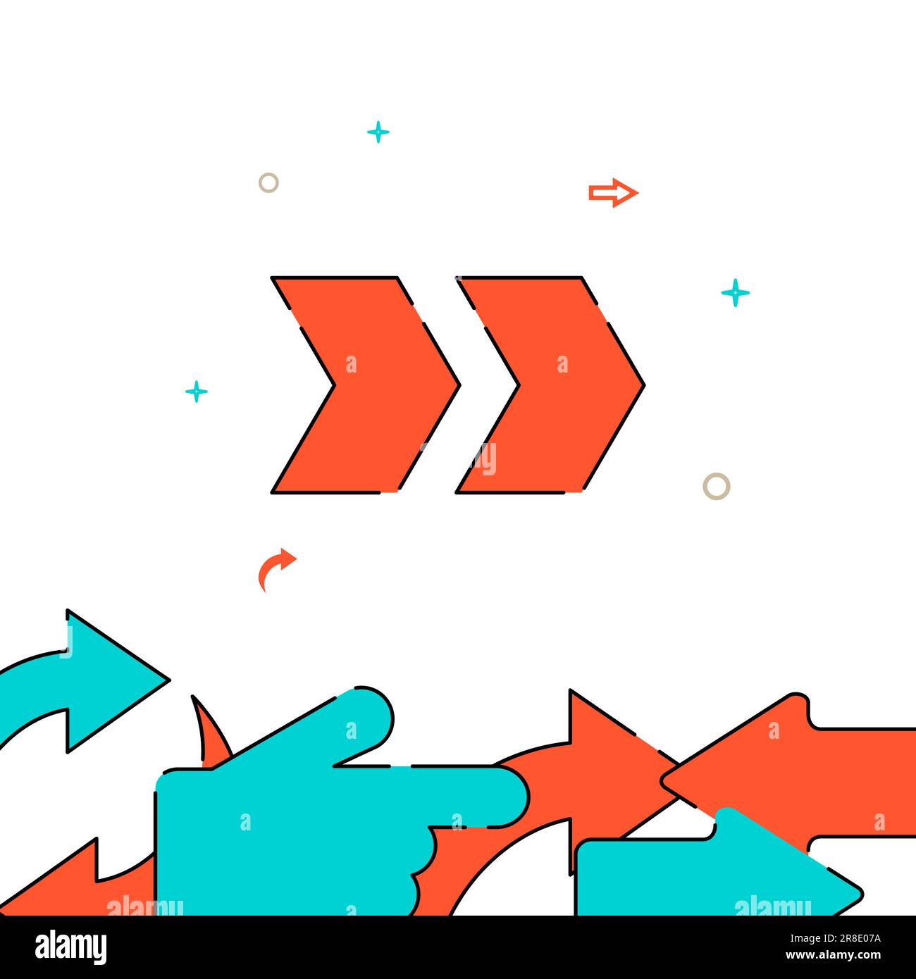 Fast forward double right arrow, speed, detour filled line vector icon ...