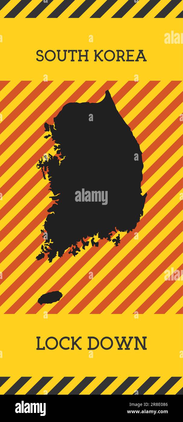 South Korea Lockdown Sign. Yellow country pandemic danger icon. Vector ...