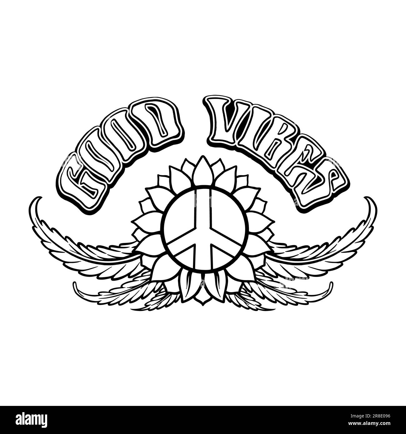 Lettering good vibes word peace cannabis leaf ornament logo ...