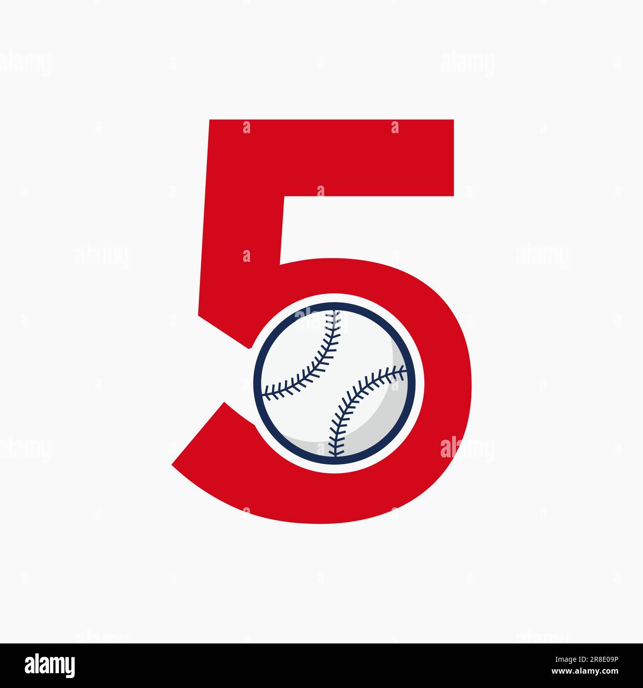 Baseball Logo On Letter 5 Vector Template Stock Vector Image & Art - Alamy