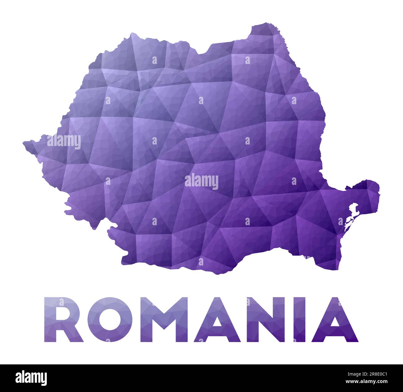 Map of Romania. Low poly illustration of the country. Purple geometric ...
