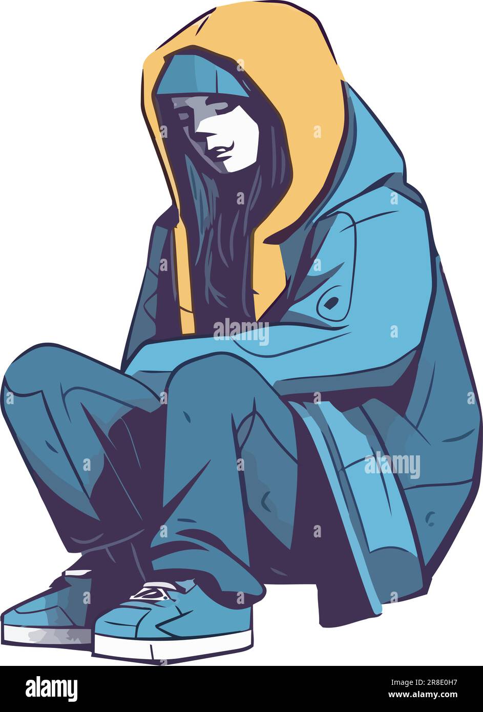 man sad sitting in depression Stock Vector Image & Art - Alamy