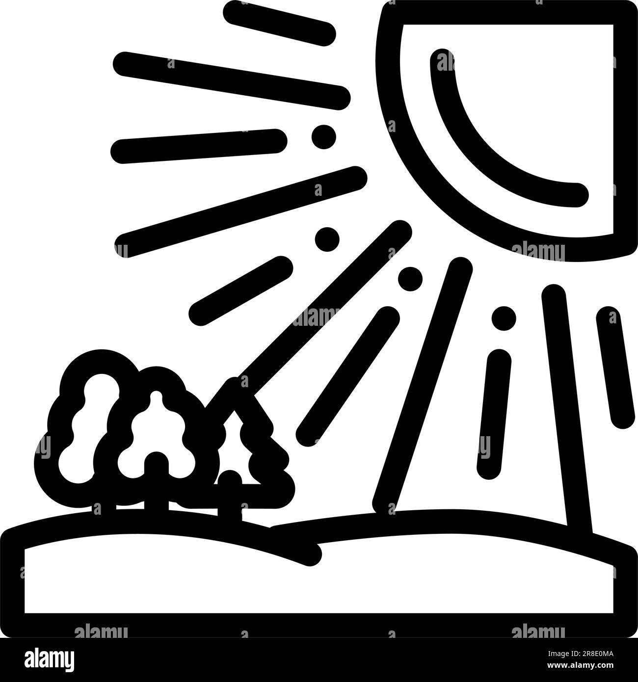 sunny day sun summer sunlight line icon vector illustration Stock ...