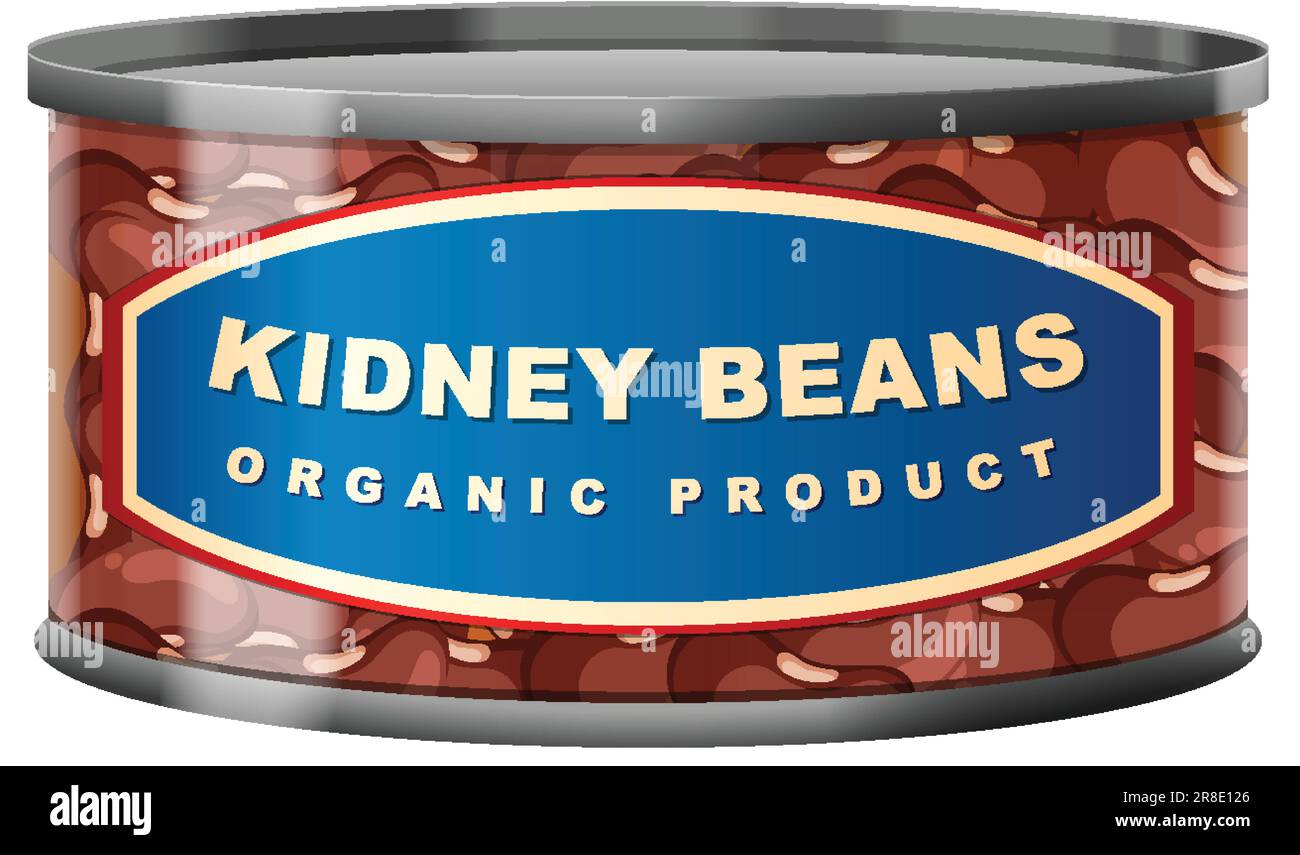 KIdney Beans in Food Can with Label Isolated illustration Stock Vector ...