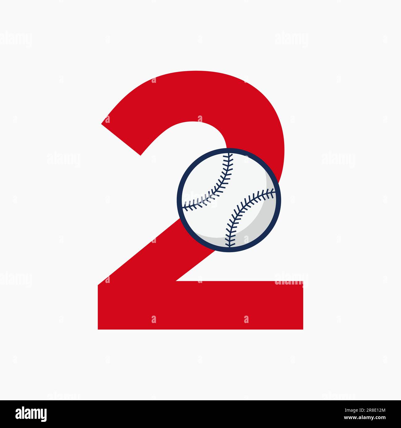 Baseball Logo On Letter 2 Vector Template Stock Vector Image & Art - Alamy