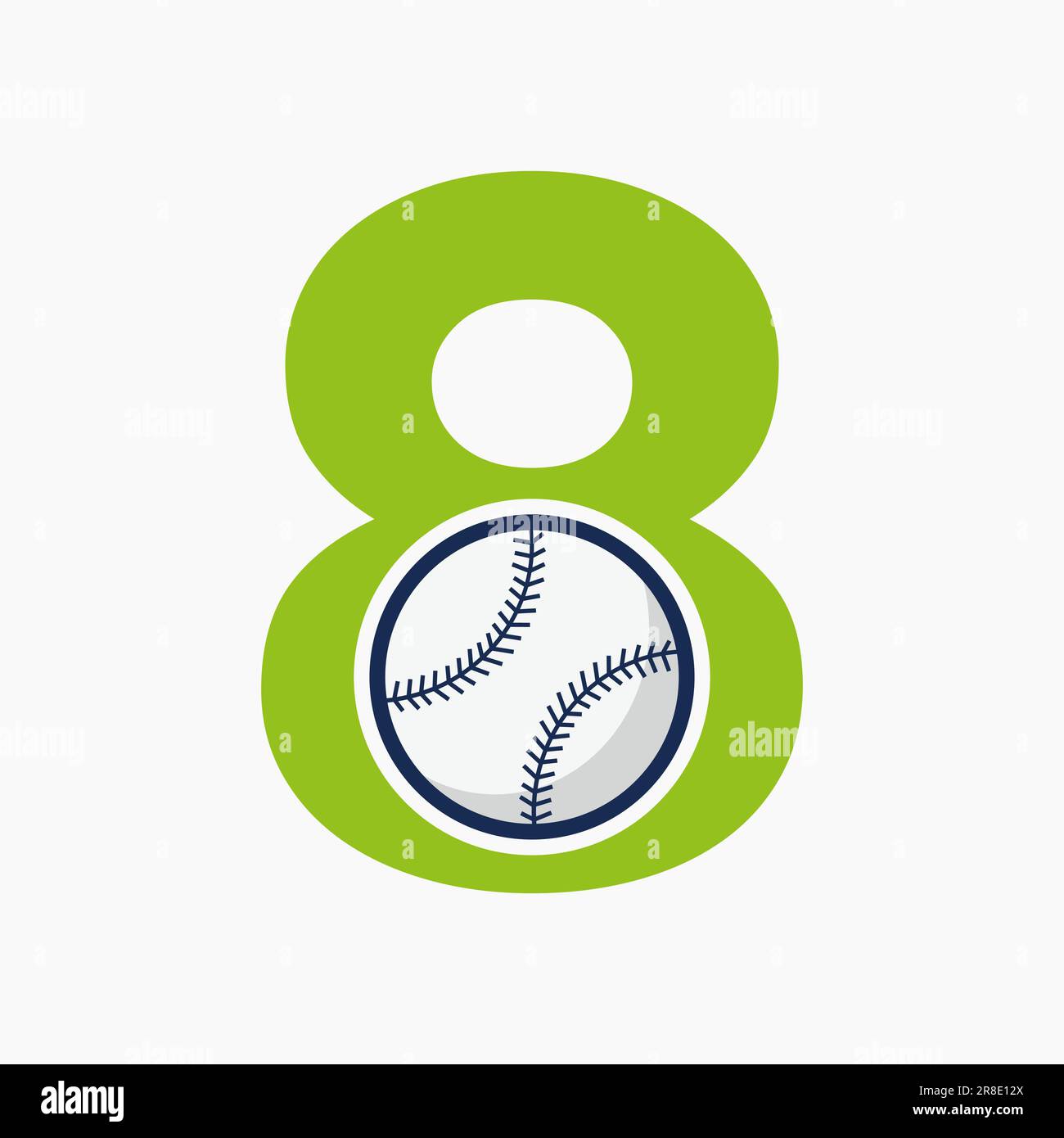 Baseball Logo On Letter 8 Vector Template Stock Vector Image & Art - Alamy