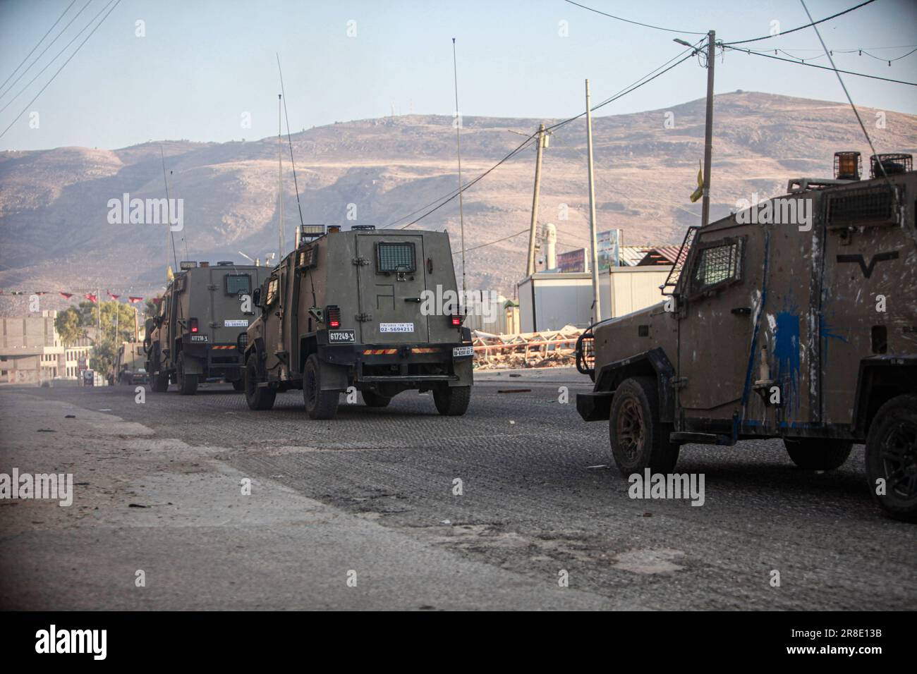 Tubas, Palestine. 20th June, 2023. Israeli military vehicles withdraw ...