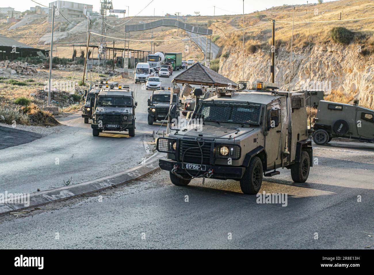 Tubas, Palestine. 20th June, 2023. Israeli military vehicles secure the ...